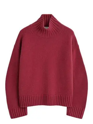 Cos Chunky Cashmere Mock-neck Jumper - Red