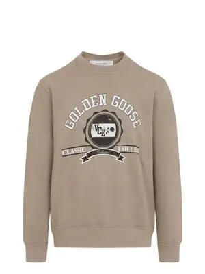 GOLDEN GOOSE Logo Cotton Sweatshirt - Beige