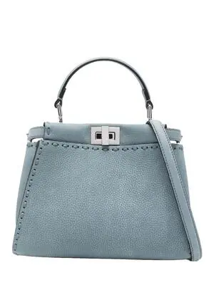Fendi Peekaboo Mini Leather Handbag - Grey