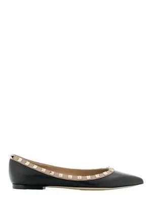 Valentino Garavani Rockstud Leather Ballerinas - Black
