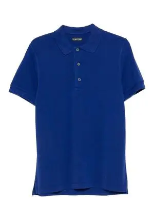 TOM FORD Cotton Blend Polo Shirt - Blue