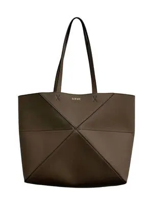 Loewe Puzzle Fold Medium Leather Tote - Grey