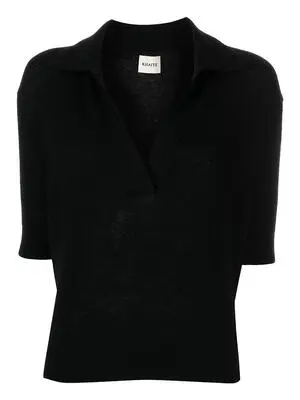 Khaite Shrunken Cashmere Polo Shirt - Black