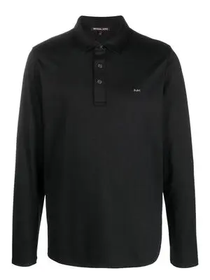 Michael Kors Long-sleeve Logo Polo Shirt - Black