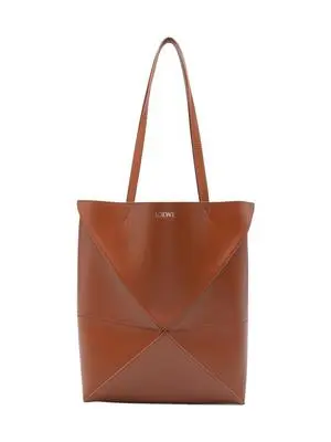Loewe Puzzle Fold Medium Leather Tote - Brown