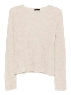 Emporio Armani Wool Blend Crewneck Sweater - Beige