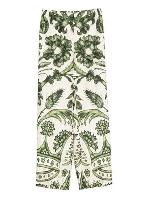 F.R.S FOR RESTLESS SLEEPERS Printed Silk Trousers - Green