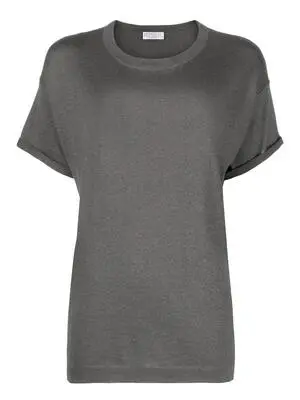 Brunello Cucinelli Cashmere And Silk T-Shirt Grey