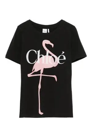 Chloé Printed Cotton T-shirt - Black