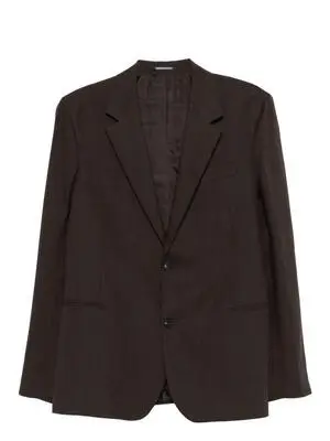 Emporio Armani Linen Single-breasted Jacket - Brown