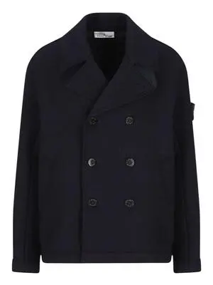 Stone Island Double-breasted Pea Coat - Blue