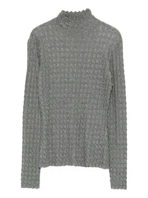 Emporio Armani Textured High Neck Sweater - Silver