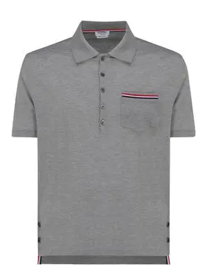 Thom Browne Rwb Cotton Polo Shirt - Grey