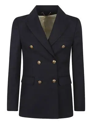 GOLDEN GOOSE Wool Double-breasted Blazer - Blue