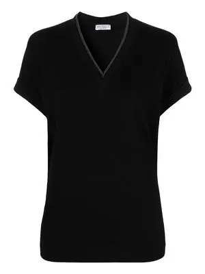 Brunello Cucinelli Cotton V-neck T-shirt - Black