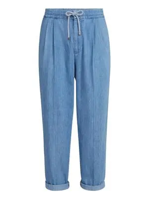 Brunello Cucinelli Cotton Trousers - Sky Blue