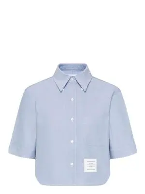 Thom Browne Cotton Cropped Shirt - Sky Blue