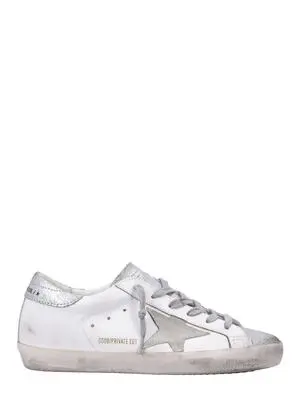 GOLDEN GOOSE Super-Star Leather Sneakers Silver