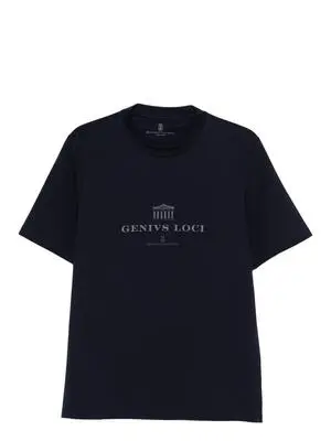 Brunello Cucinelli Brunello Cucinelli Logo Cotton T-Shirt Blue