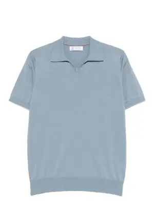 Brunello Cucinelli Brunello Cucinelli Cotton Polo Shirt Sky Blue