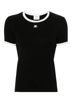 COURREGES Logo Cotton T-shirt - Black
