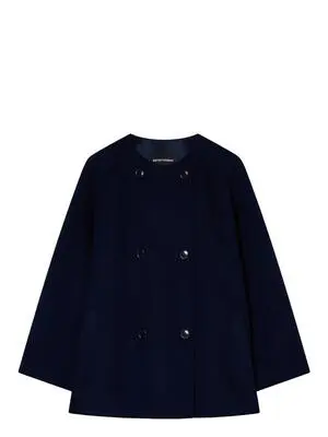 Emporio Armani Wool Double-breasted Coat - Blue
