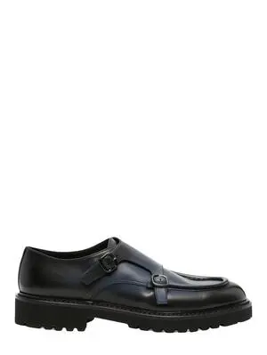 DOUCAL'S Double Buckle Monk Strap Shoes - Blue