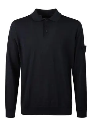 Stone Island Long Sleeves Polo With Logo - Blue