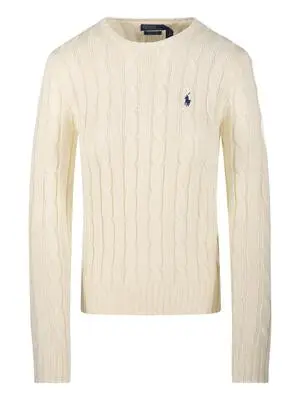 Polo Ralph Lauren Round Neck Pullover With Logo - Beige