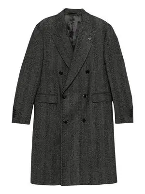 LARDINI Double-breasted Herringbone Coat - Grey