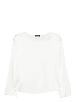 Emporio Armani Silk Long Sleeve Top - White