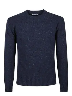 KANGRA Round Neck Fine Wool Sweater - Blue