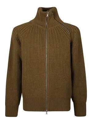 Dries Van Noten Monty Full Zip High Collar Sweater - Beige