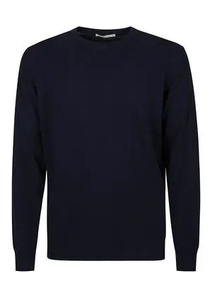 KANGRA Round Neck Fine Wool Sweater - Blue