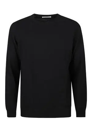 KANGRA Fine Wool Round Neck Sweater - Black