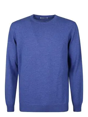 KANGRA Fine Wool Round Neck Sweater - Sky Blue