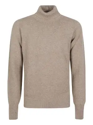 DRUMOHR Fine Knit Wool Turtleneck Sweater - Beige