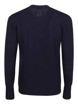 DRUMOHR Round Neck Long Sleeve Sweater - Blue