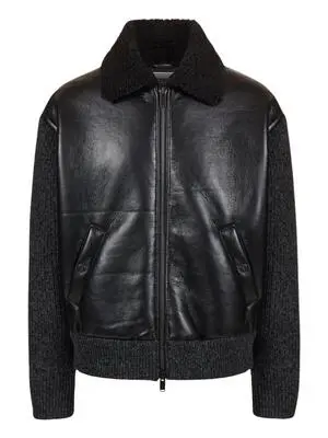 Iceberg Faux Leather Bomber Jacket - Black