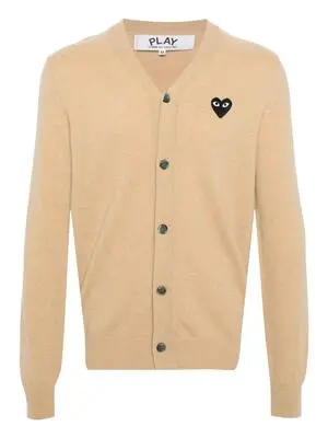 Comme Des Garçons Wool Cardigan With Heart - Beige