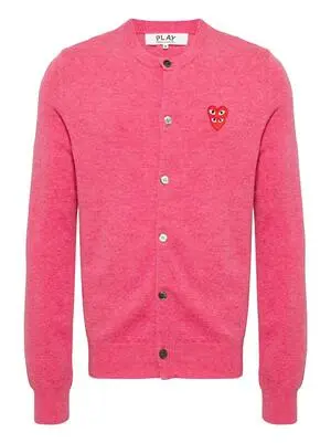 Comme Des Garçons Wool Cardigan With Heart - Pink
