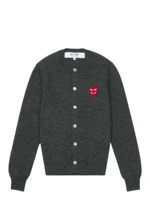 Comme Des Garçons Wool Cardigan With Heart - Grey