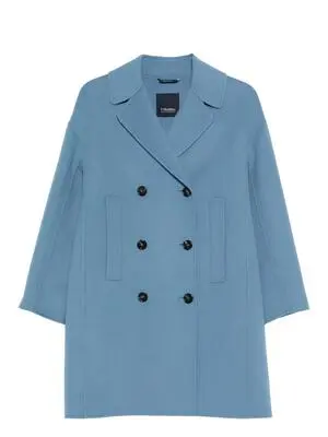 Max Mara Wool Double-breasted Coat - Sky Blue