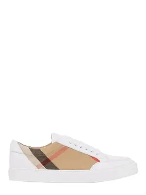 Burberry Check Leather Sneakers - White