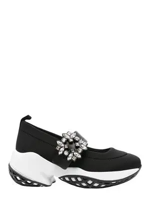 ROGER VIVIER Viv Run Strass Ballerinas - Black