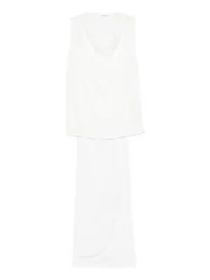 PAROSH Silk Cowl Neck Sleeveless Top - White