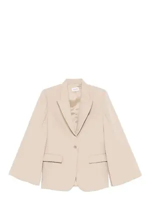 PAROSH Single-breasted Blazer Jacket - Beige