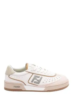 Fendi Match Leather Sneakers - Beige