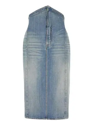 Alexander McQueen Denim Long Skirt - Sky Blue