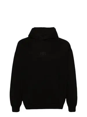 Balenciaga Hooded Sweatshirt With Embroidered Logo - Black